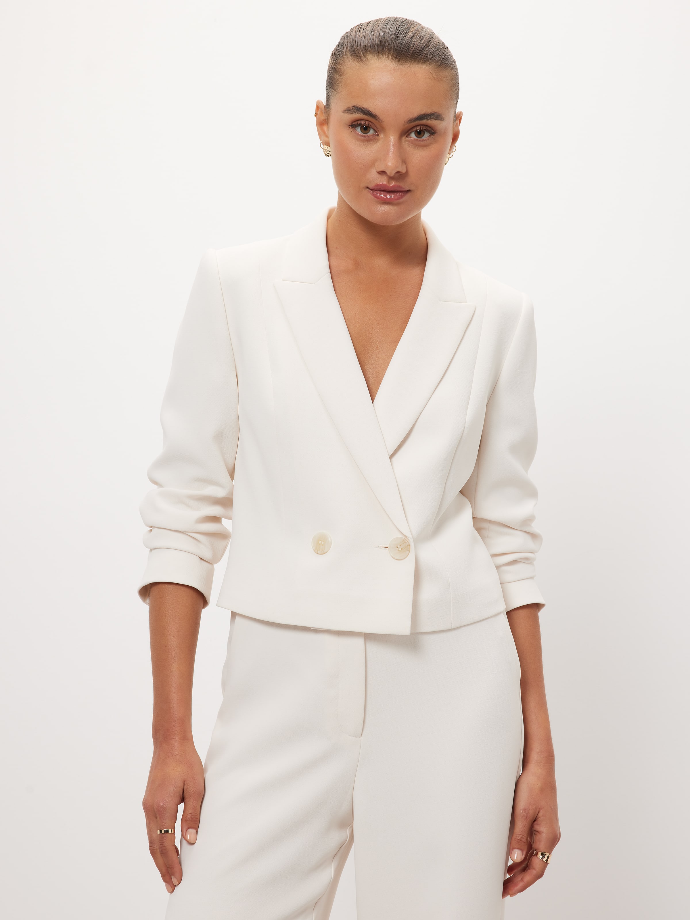 Name In Lights Crop Blazer Birch - Portmans Online
