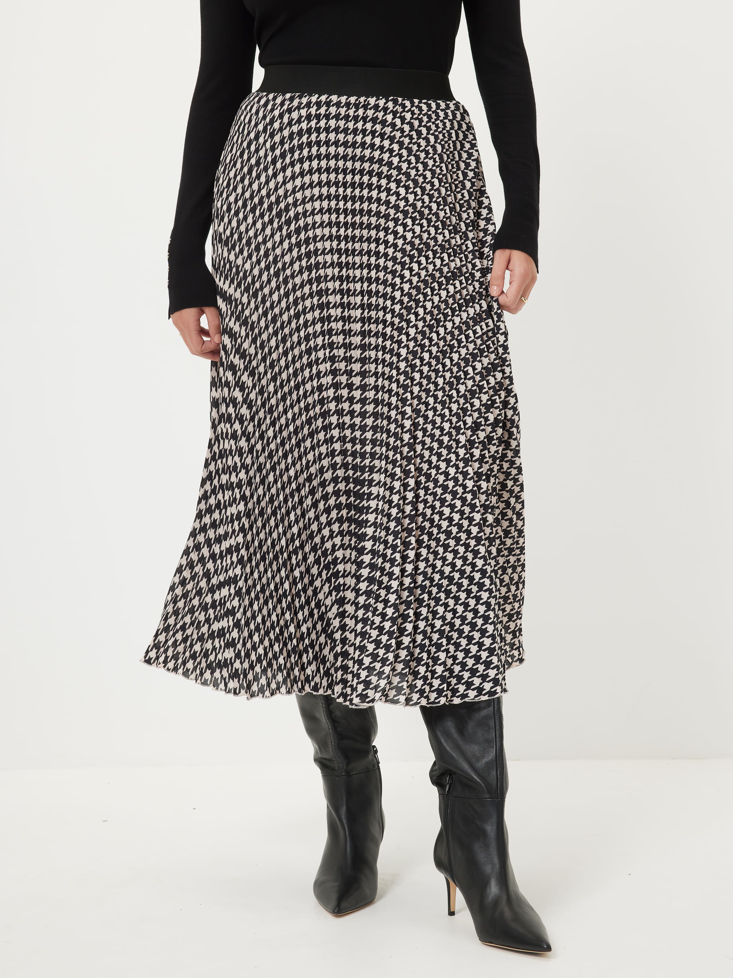 Harlow Houndstooth Pleated Skirt Houndstooth - Portmans Online