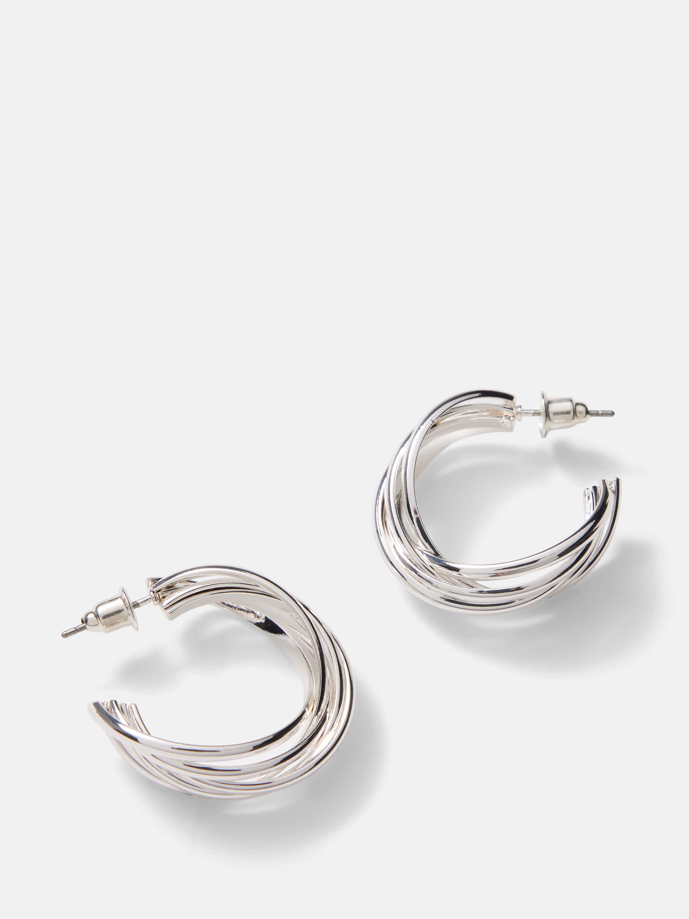 Twisted Hoop Earrings Silver - Portmans Online