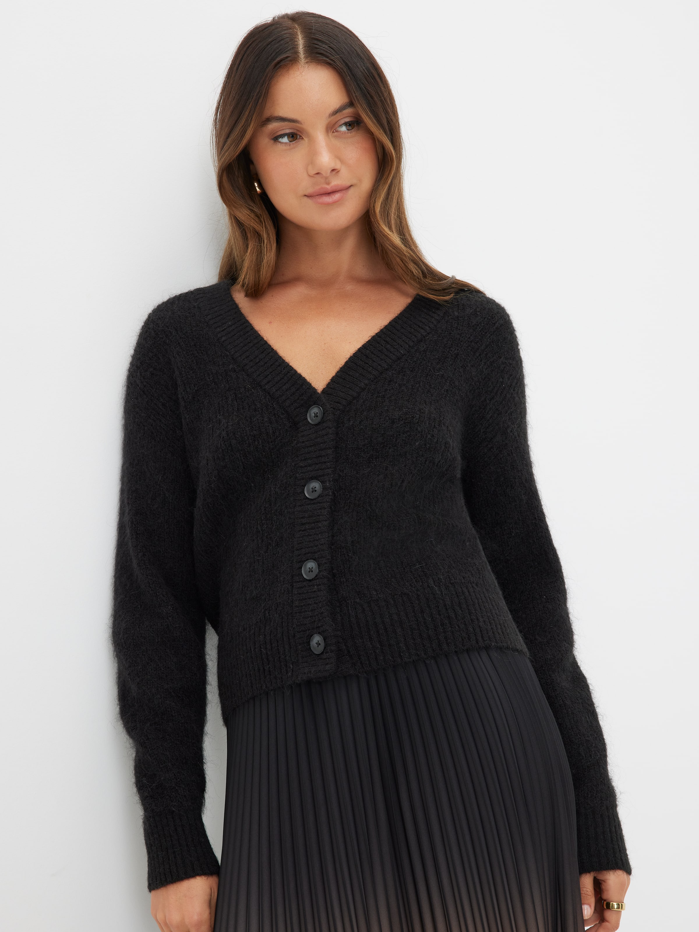 Frankie V Neck Fluffy Cardigan - Portmans Online