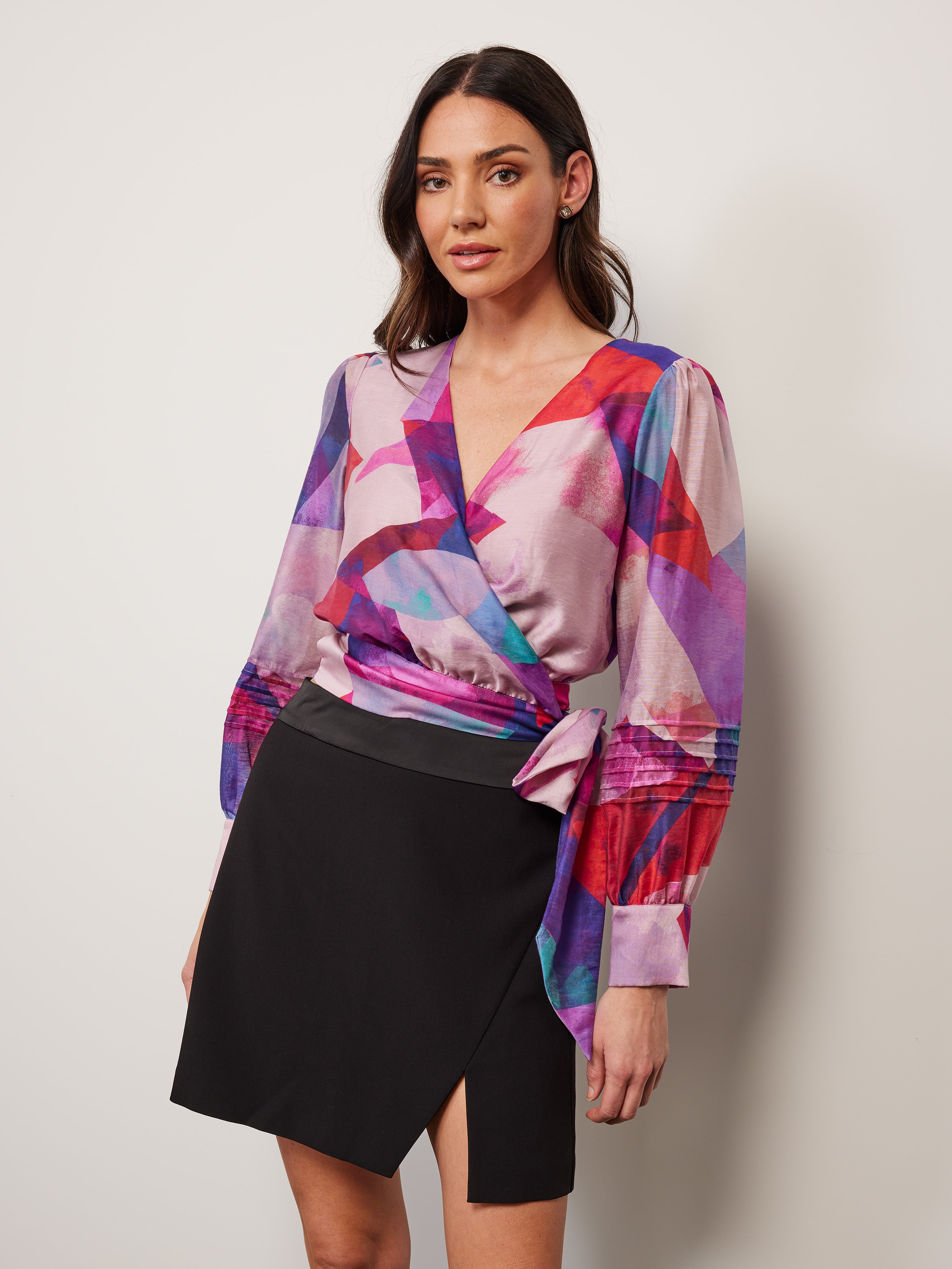 Dallas Bella Wrap Top Gemstone Print - Portmans Online