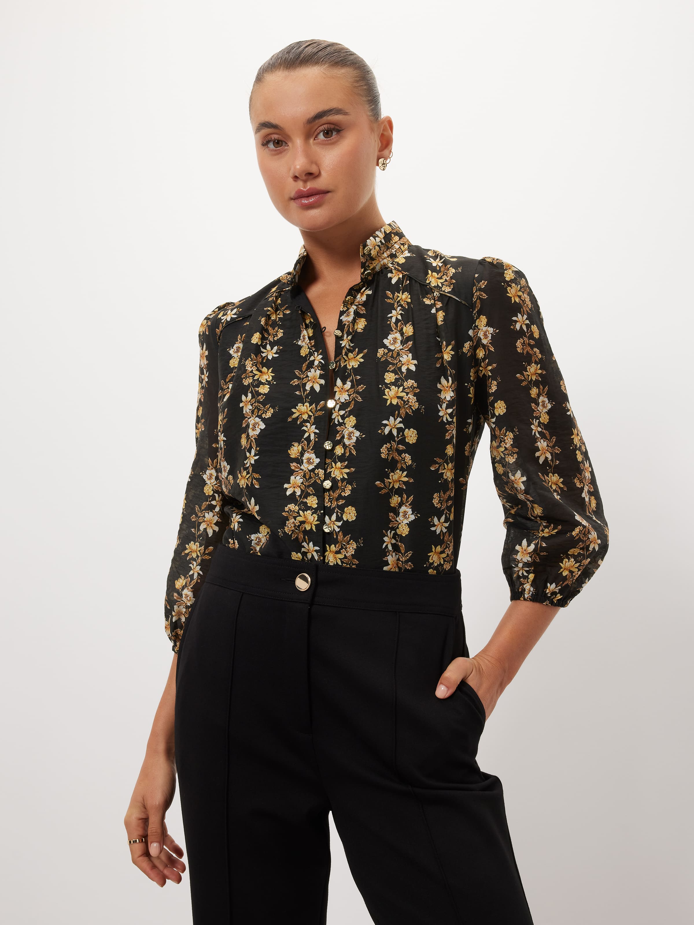 Alexa 3/4 Sleeve Blouse Golden Lily - Portmans Online