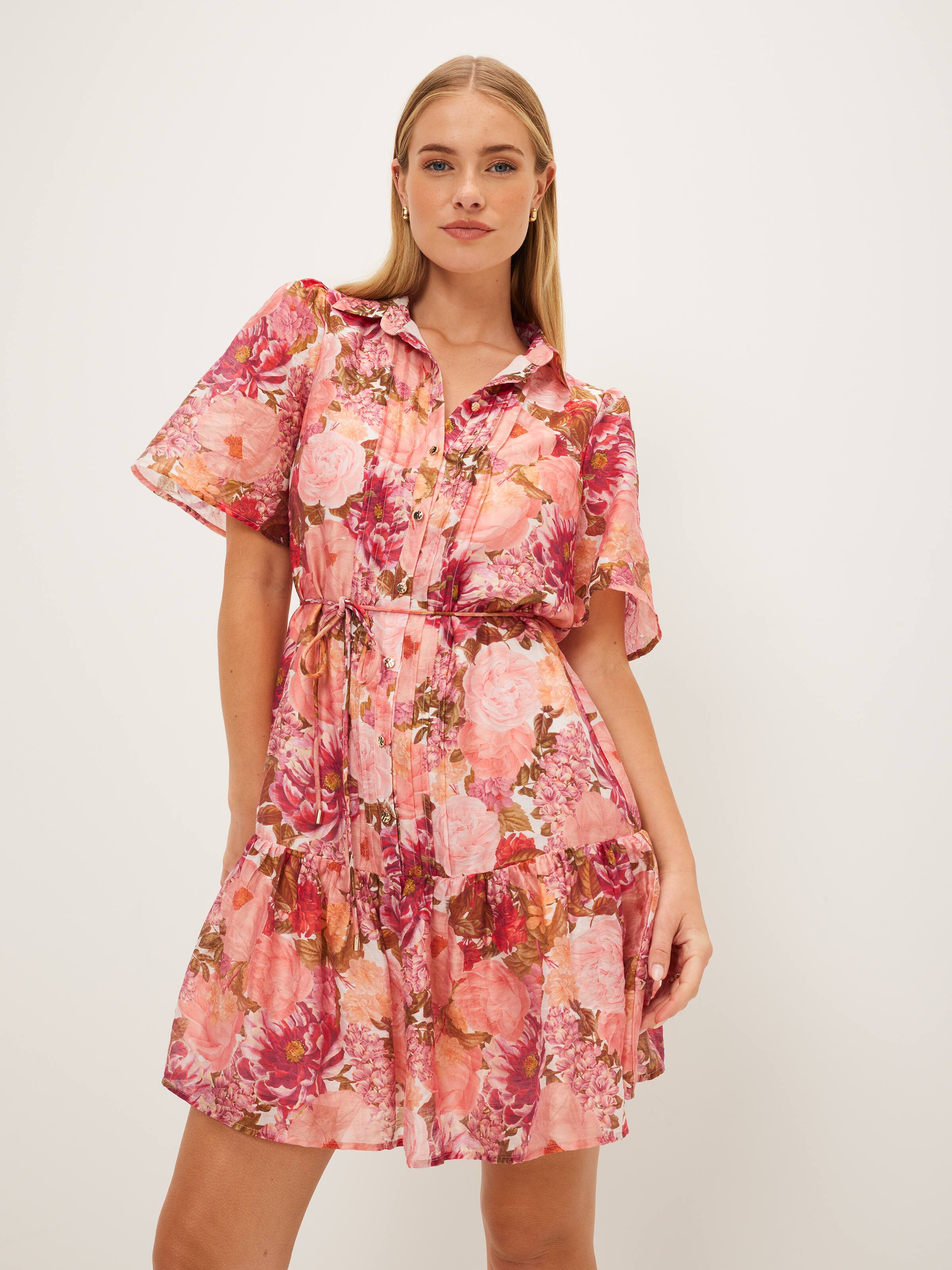 Flora Short Sleeve Shirt Dress - Portmans Online