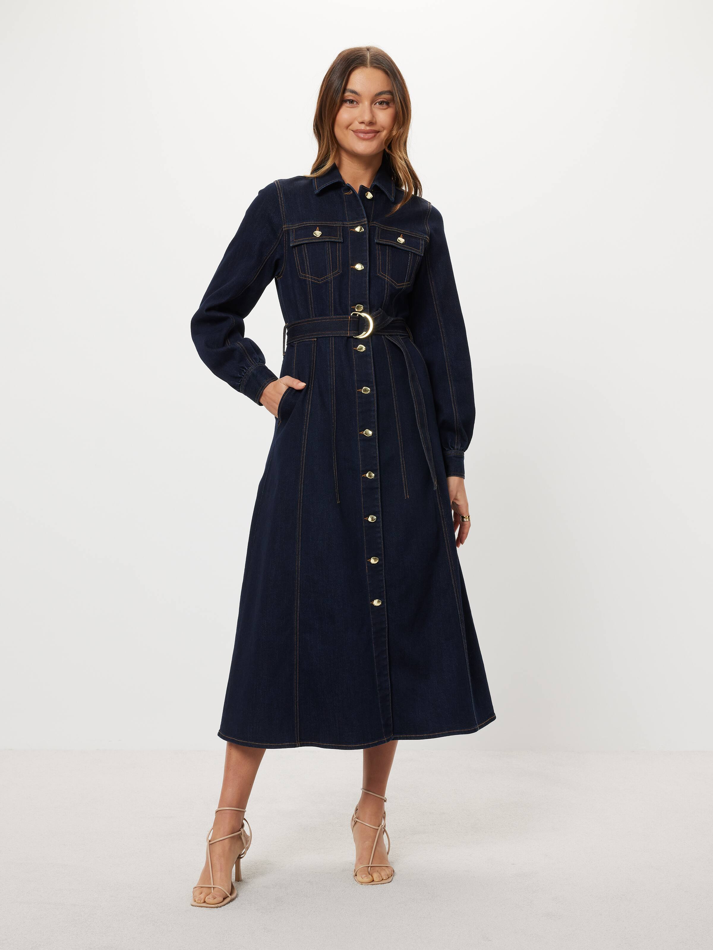 Hamilton Denim Midi Dress Indigo - Portmans Online