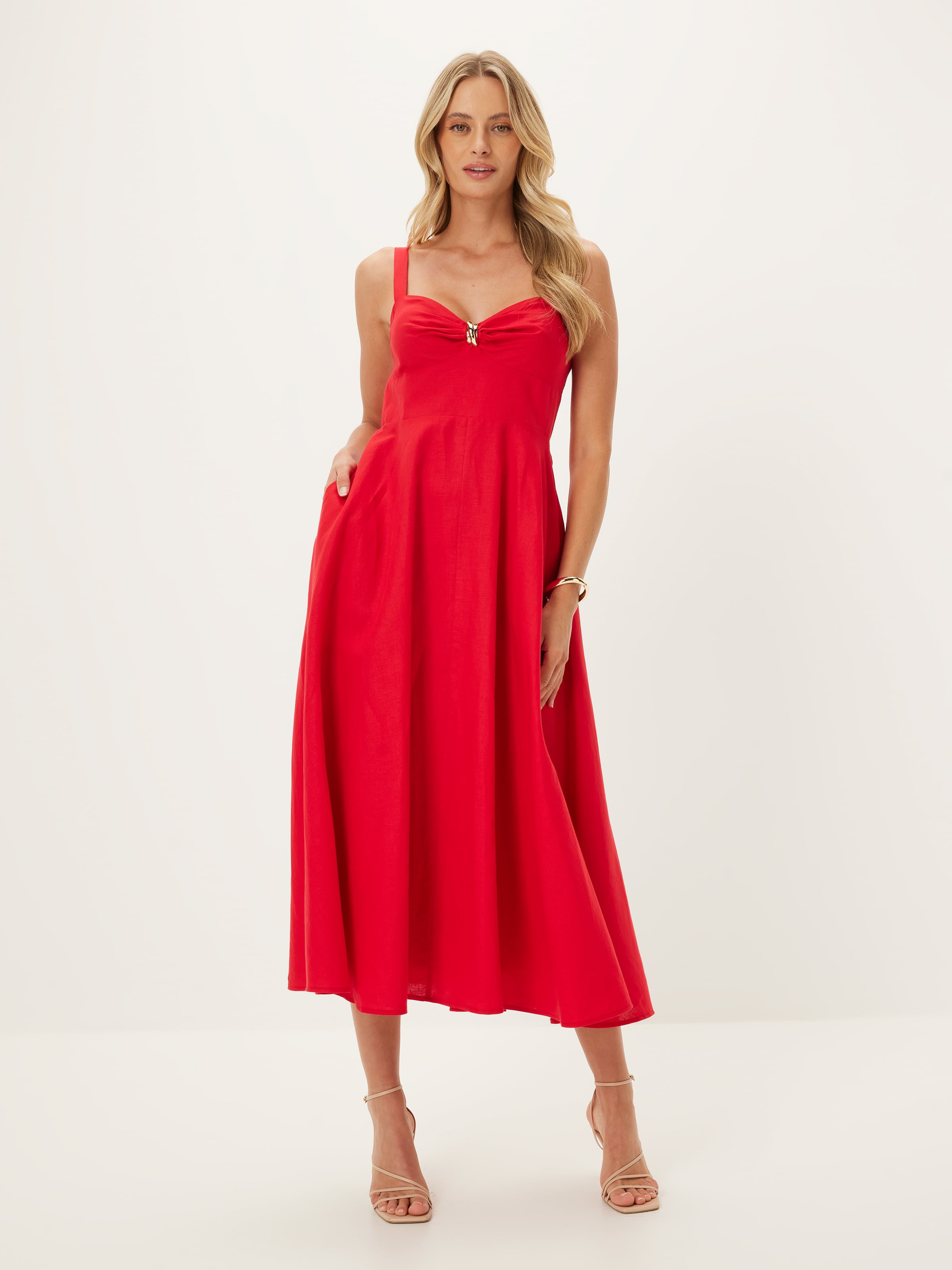Gina Midi Dress Holiday Red - Portmans Online