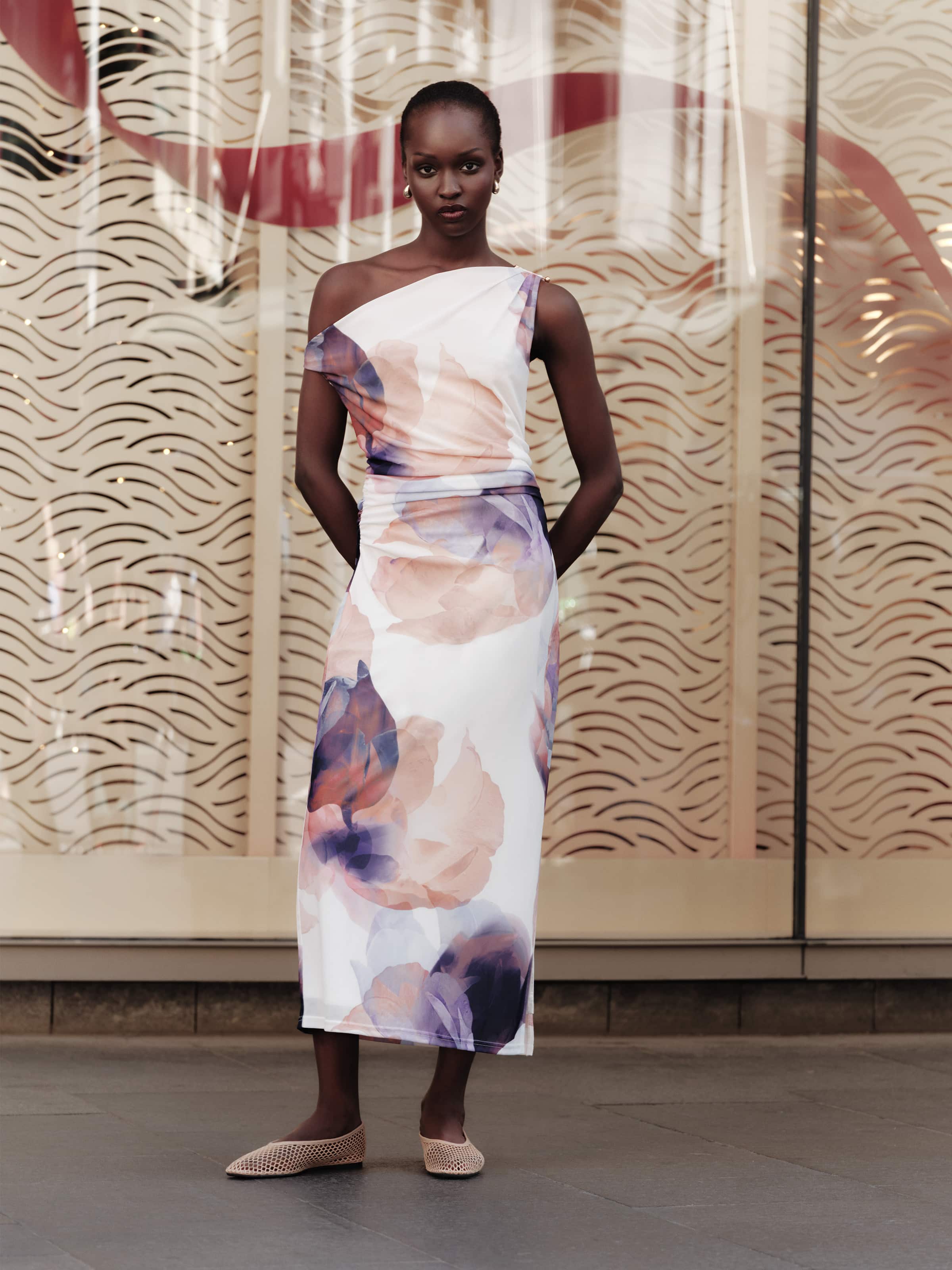 Greta Knit Dress Opal Abstract - Portmans Online