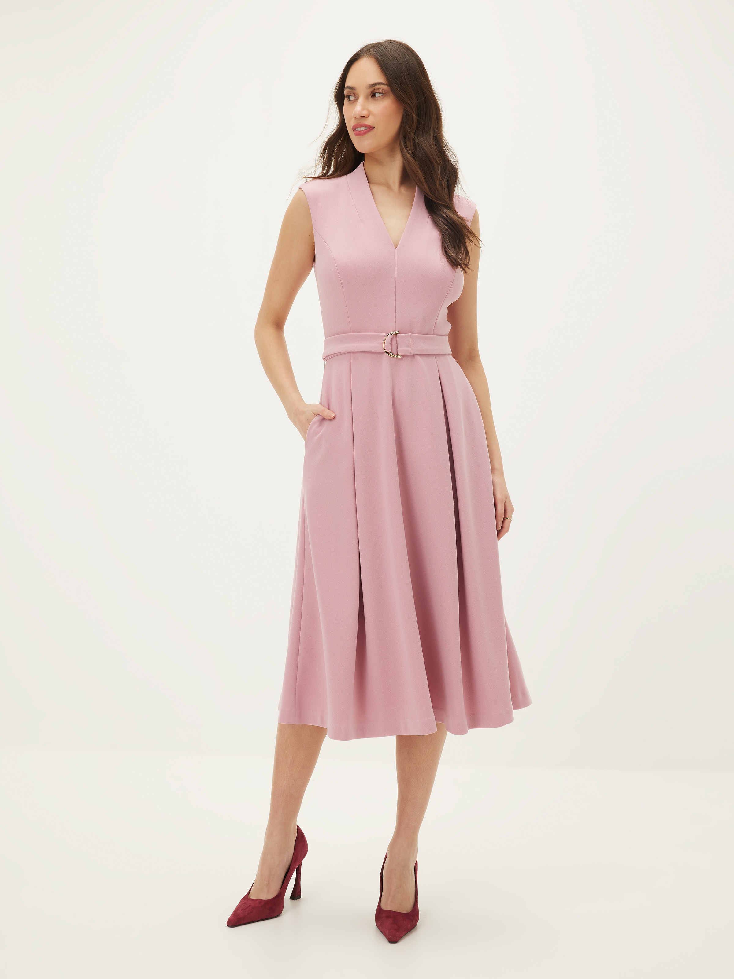 Rosie V Neck Fit & Flare Dress - Portmans Online