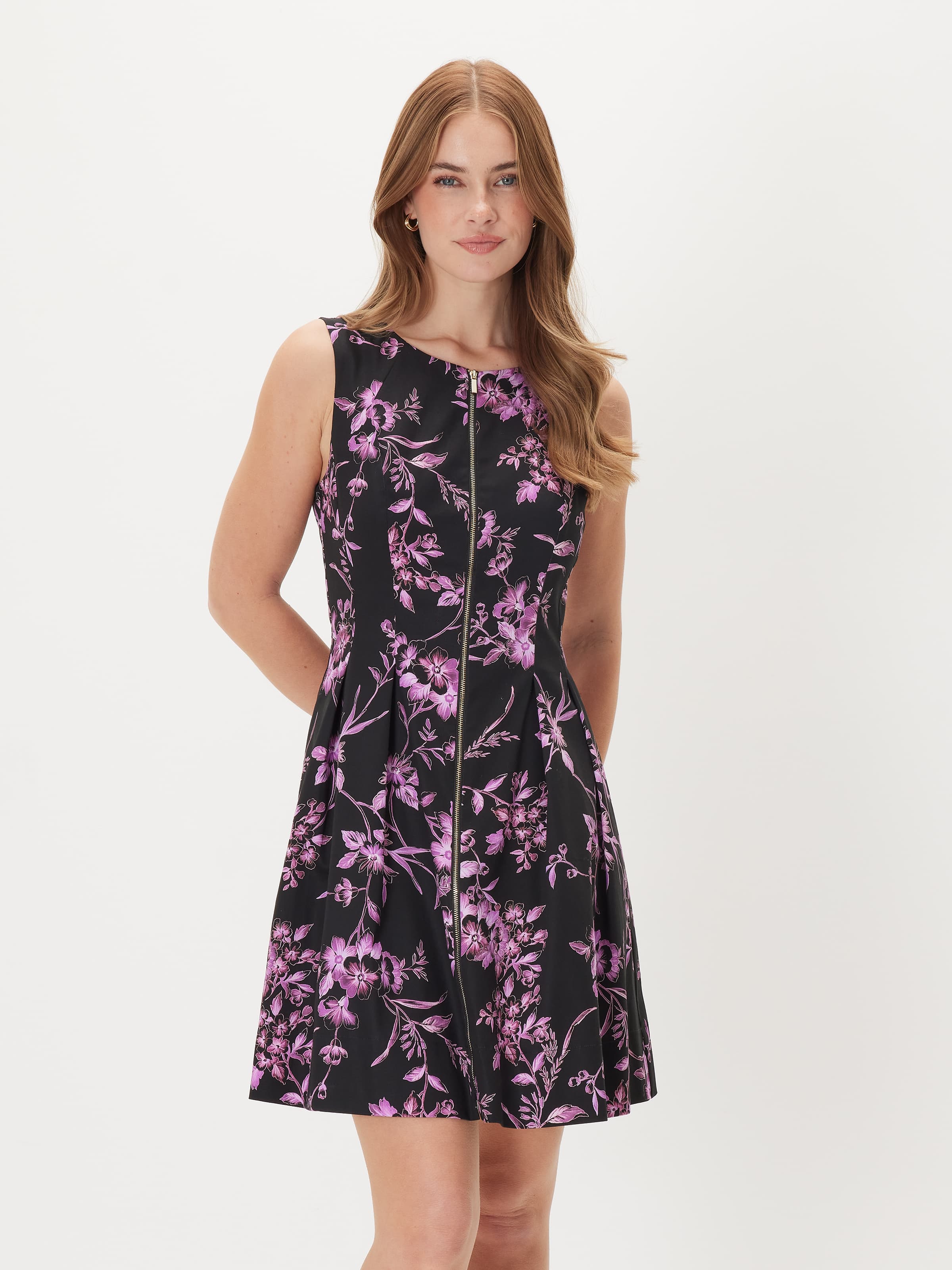 Sabrina Zip Through Dress French Toile - Portmans Online