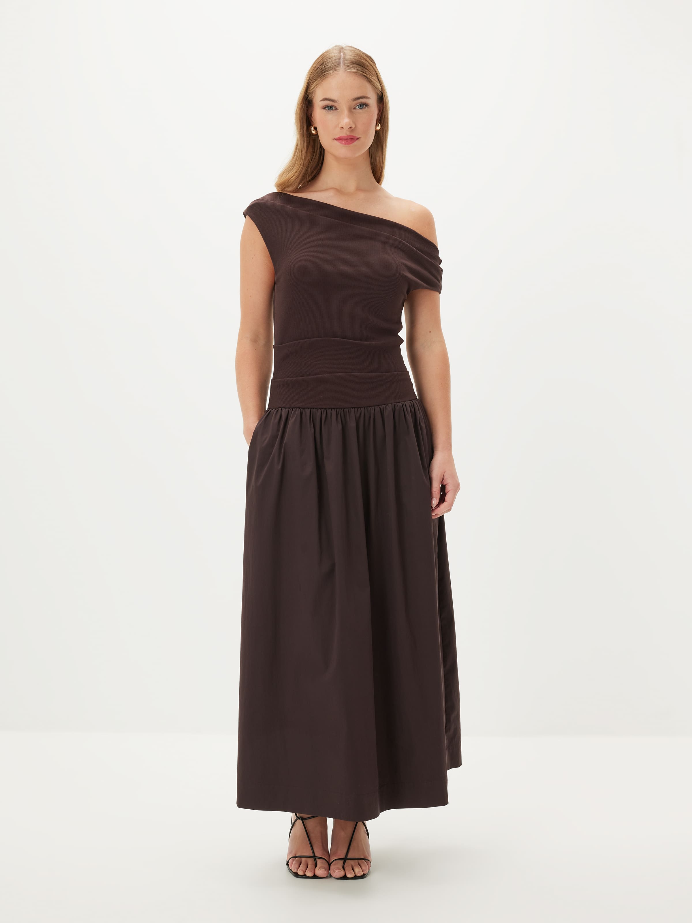 Dorothy Mixed Media Dress Truffle - Portmans Online